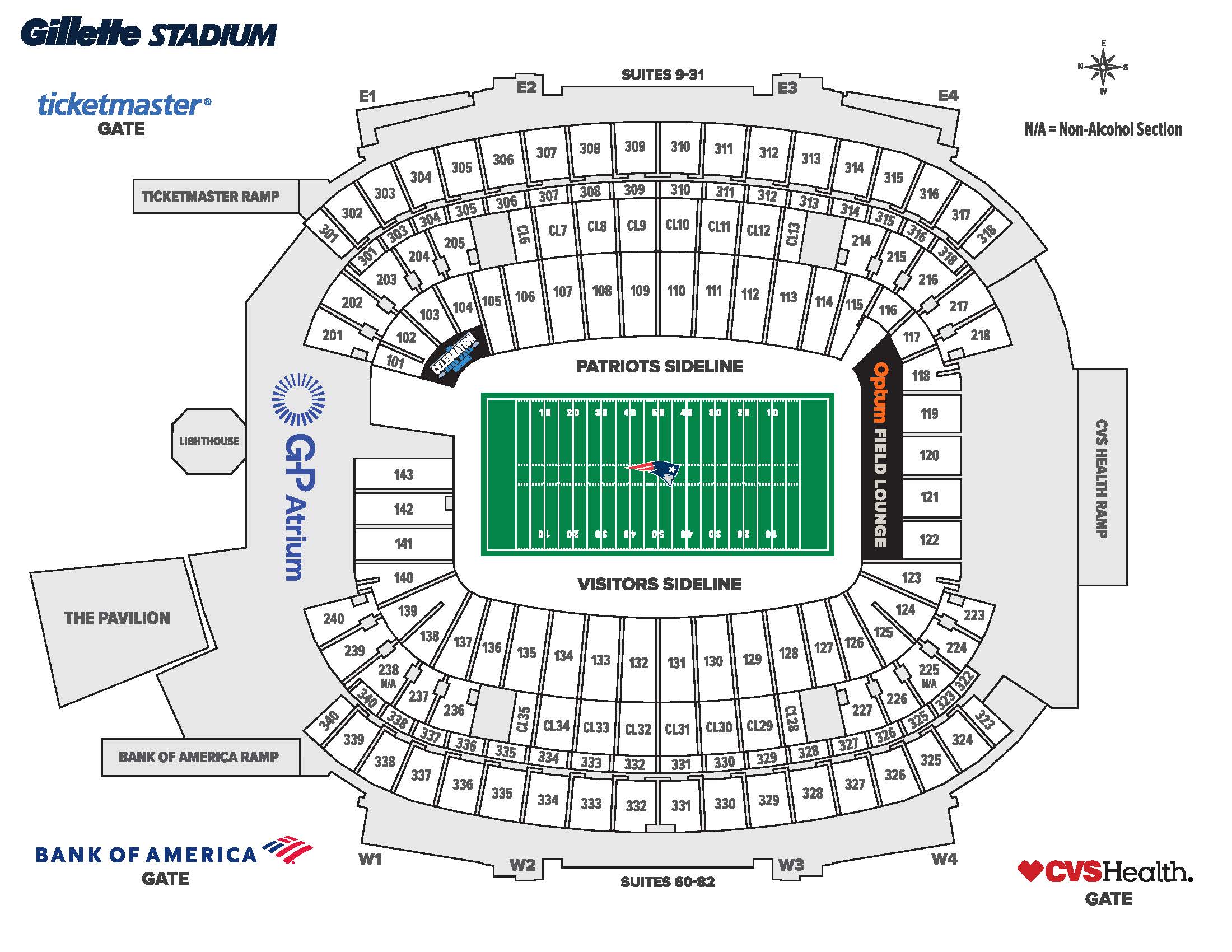 Patriots Seating Chart - Gillette Stadium