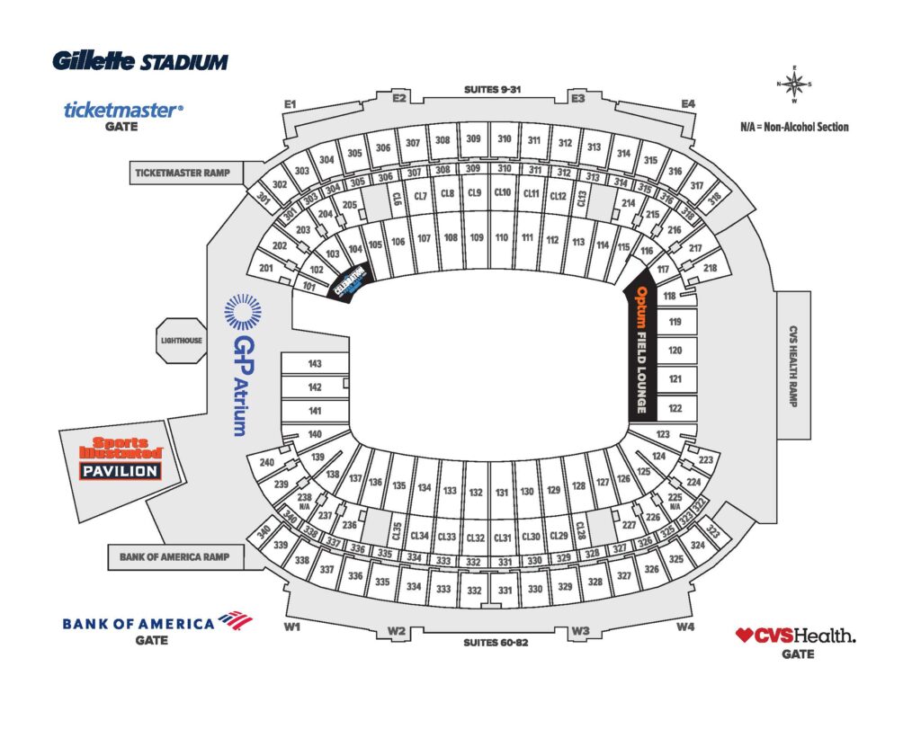 General Seating Chart - Gillette Stadium