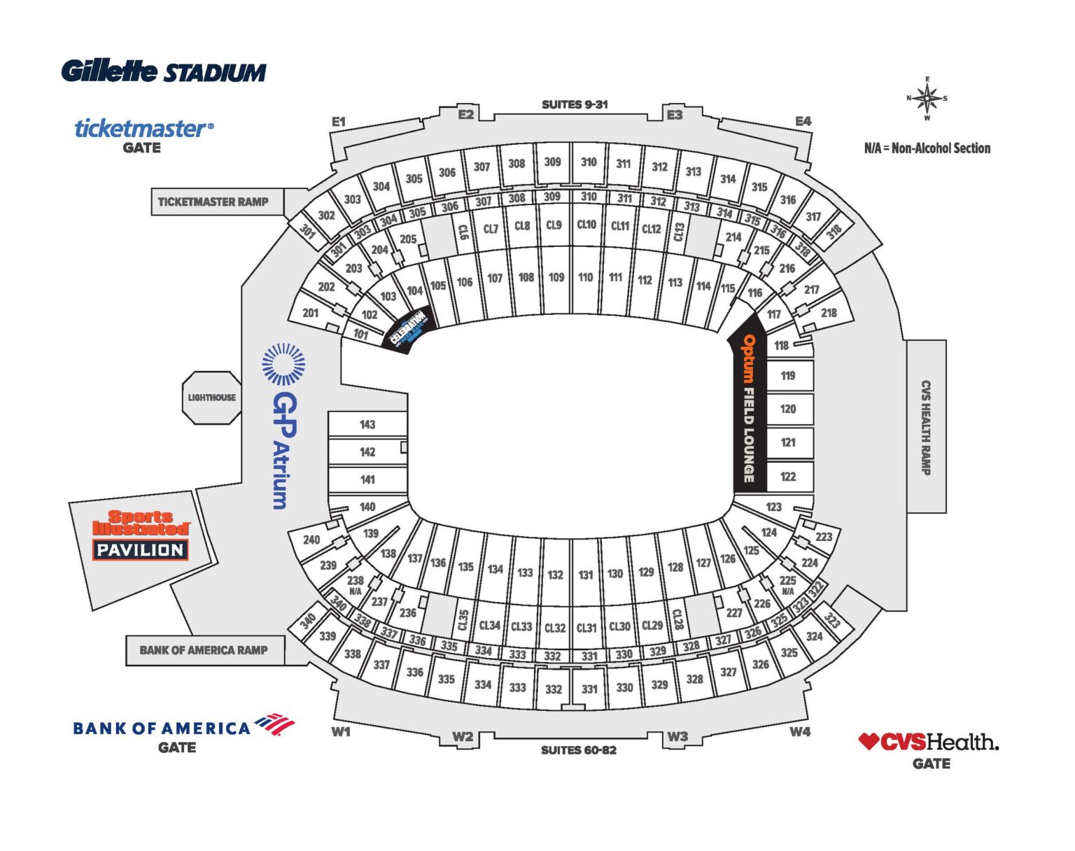 General Seating Chart - Gillette Stadium