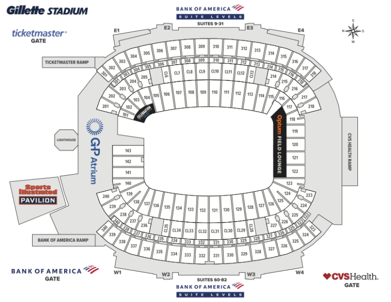General Seating Chart - Gillette Stadium