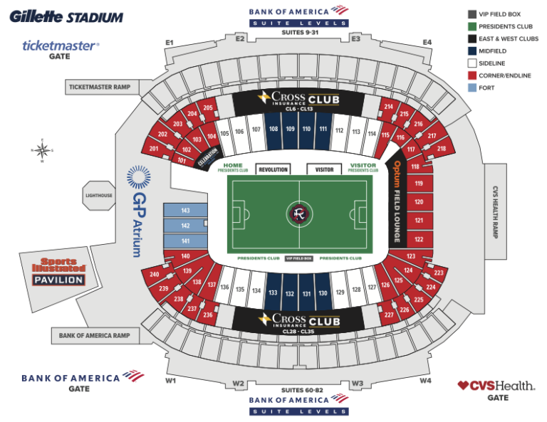 Revolution Seating Chart - Gillette Stadium