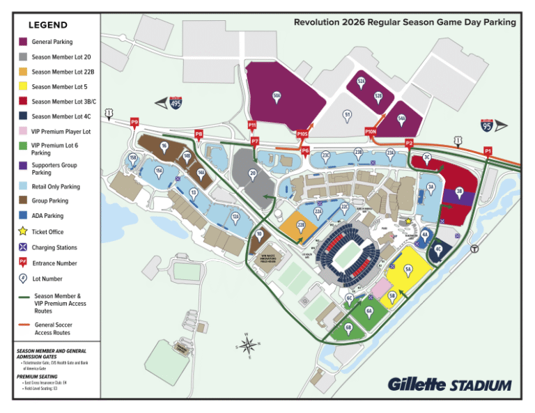 Revolution Parking Map - Gillette Stadium